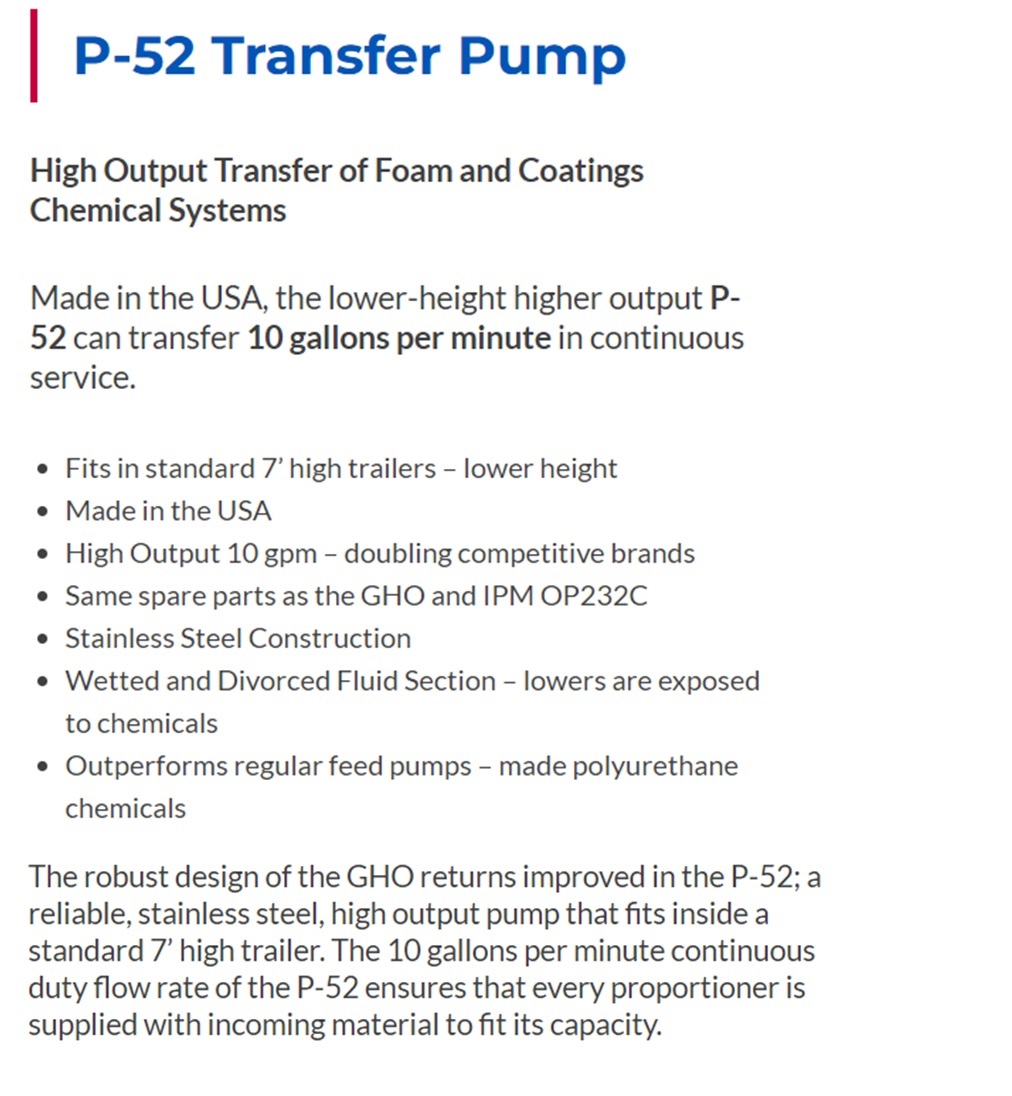 PMC P-52 Transfer Pump Foampak