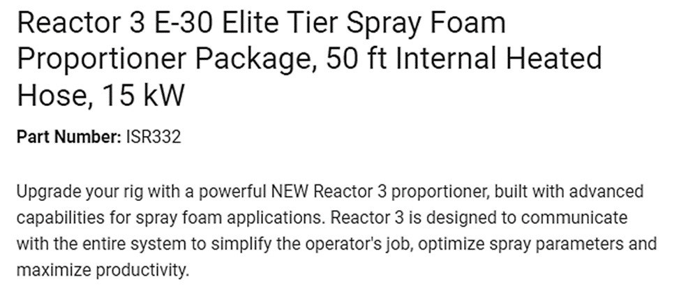 Graco E-30 Reactor 3 Elite Package Foampak