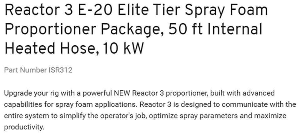 Graco E-20 Reactor 3 Elite Package Foampak