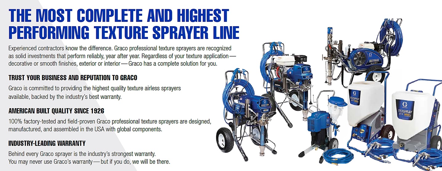 Graco Texture Sprayers: Airless Electric, Gas Powered, Drum Mount